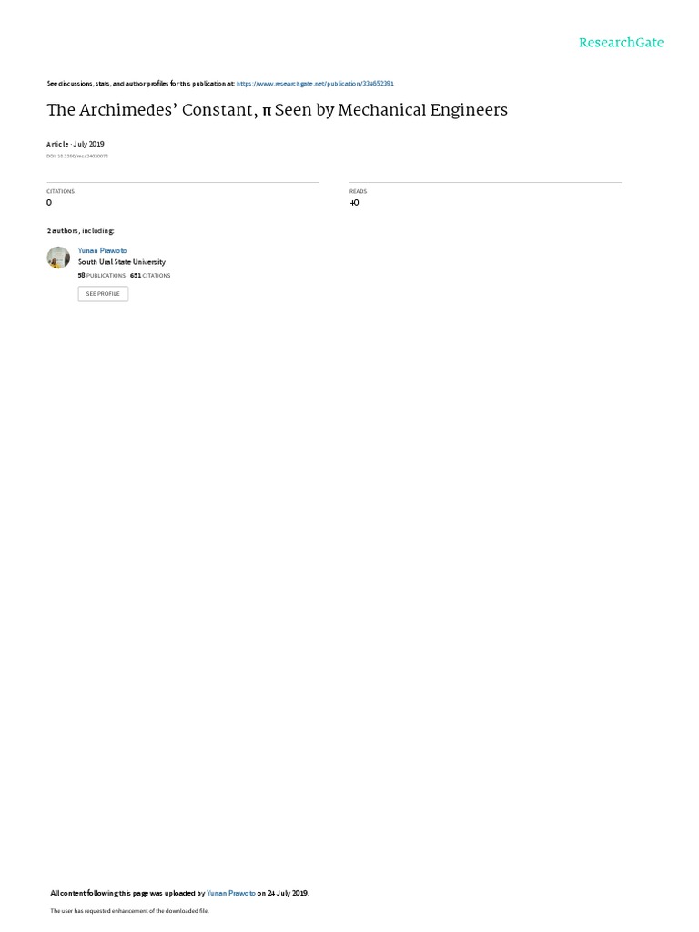 The Archimedes' Constant | PDF | Pi | Fracture Mechanics
