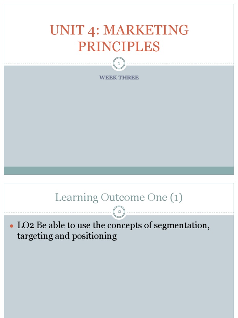 Unit 4: Marketing Principles: Week Three | PDF | Marketing | Business ...