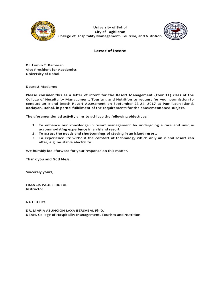 Letter of Intent Tour 11 | PDF