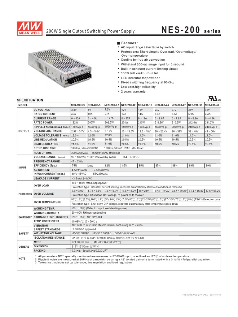 Comprehensive Specifications and Technical Details for the NES-200 ...