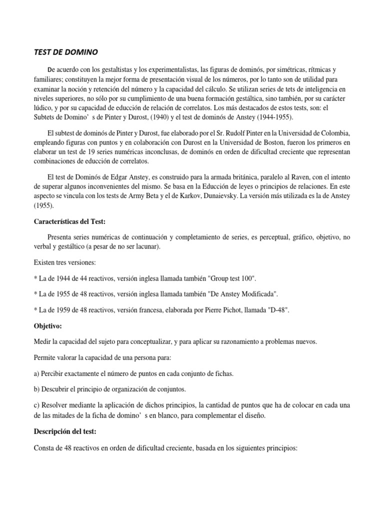 Correccion Test de Domino | PDF | Inteligencia | Psicología Educacional