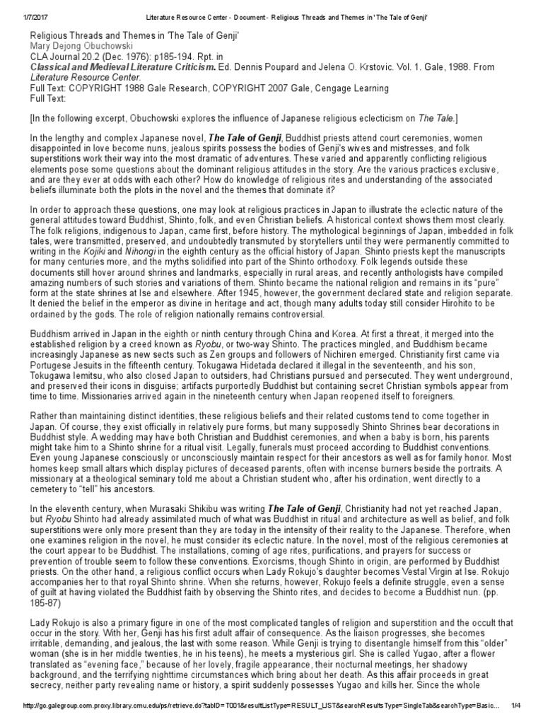 Religious Threads and Themes in 'The Tale of Genji' | PDF | Shinto ...