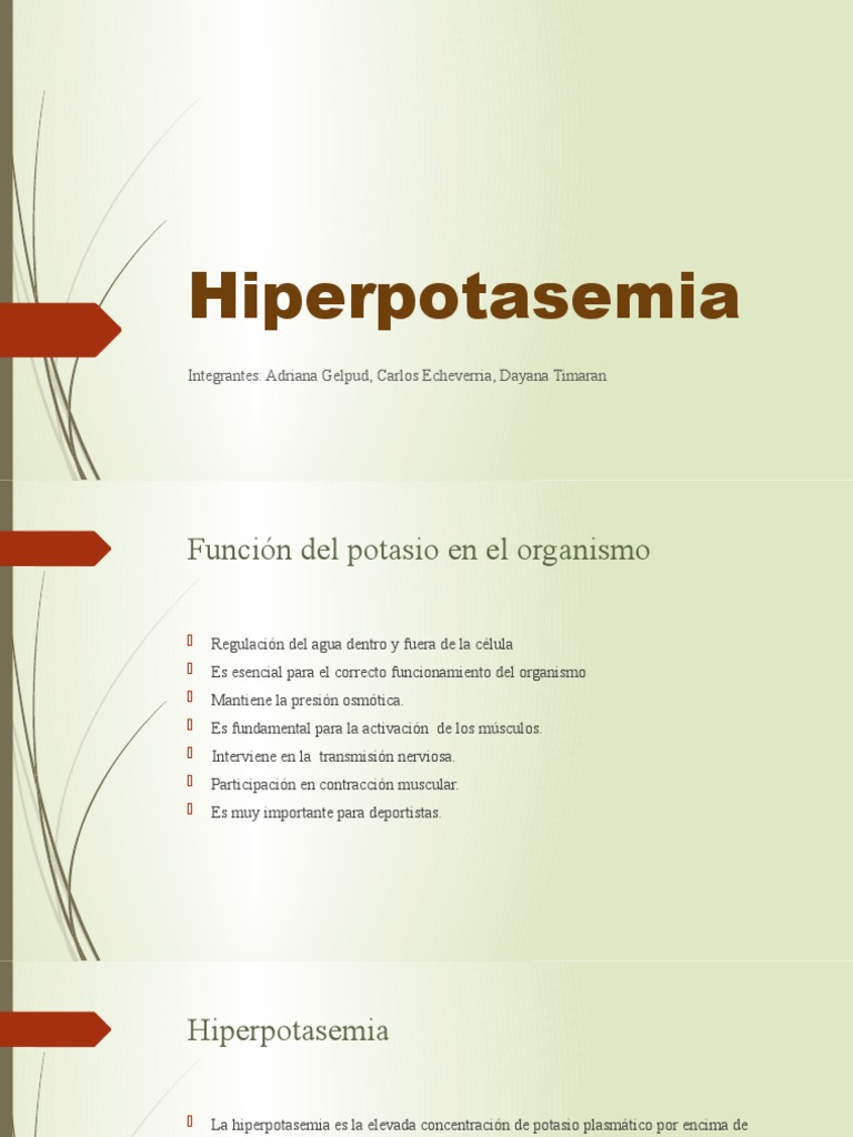 Hiperpotasemia Exposición | PDF | Potasio | Dieta y nutrición