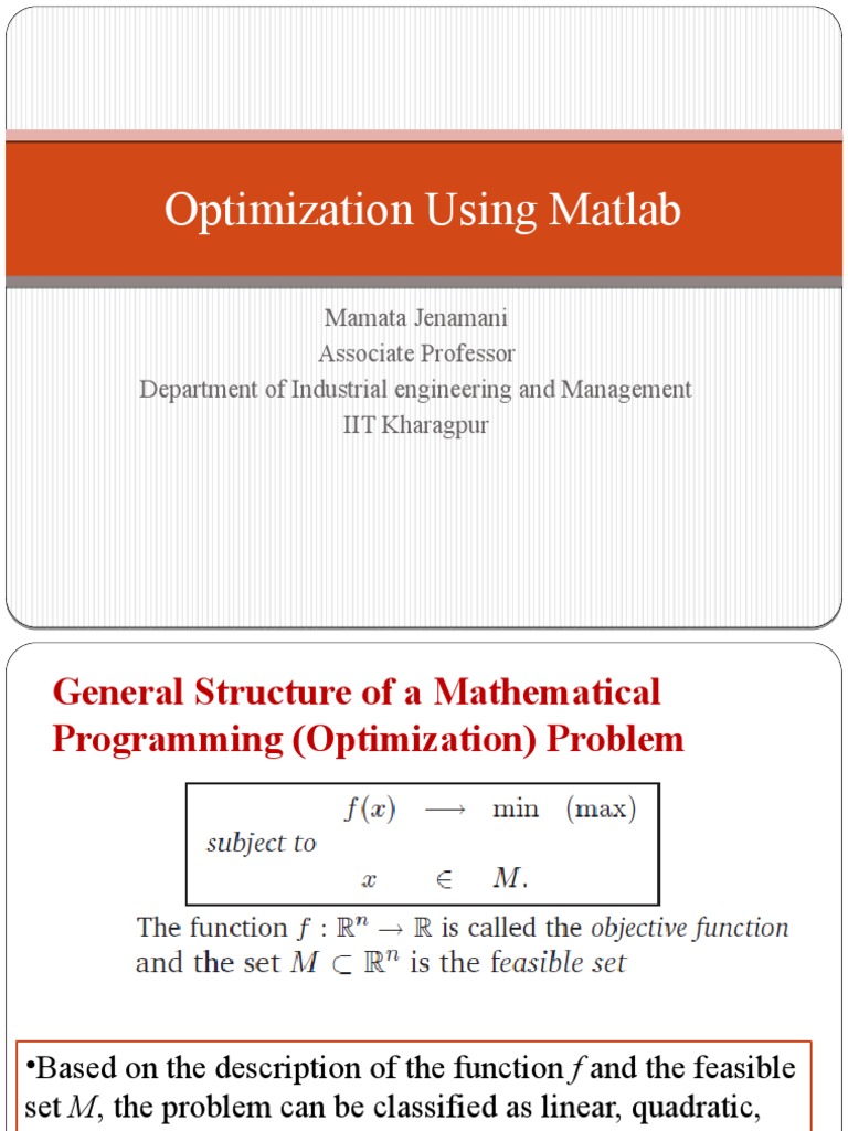 Optimization Using Matlab | PDF | Linear Programming | Mathematical ...