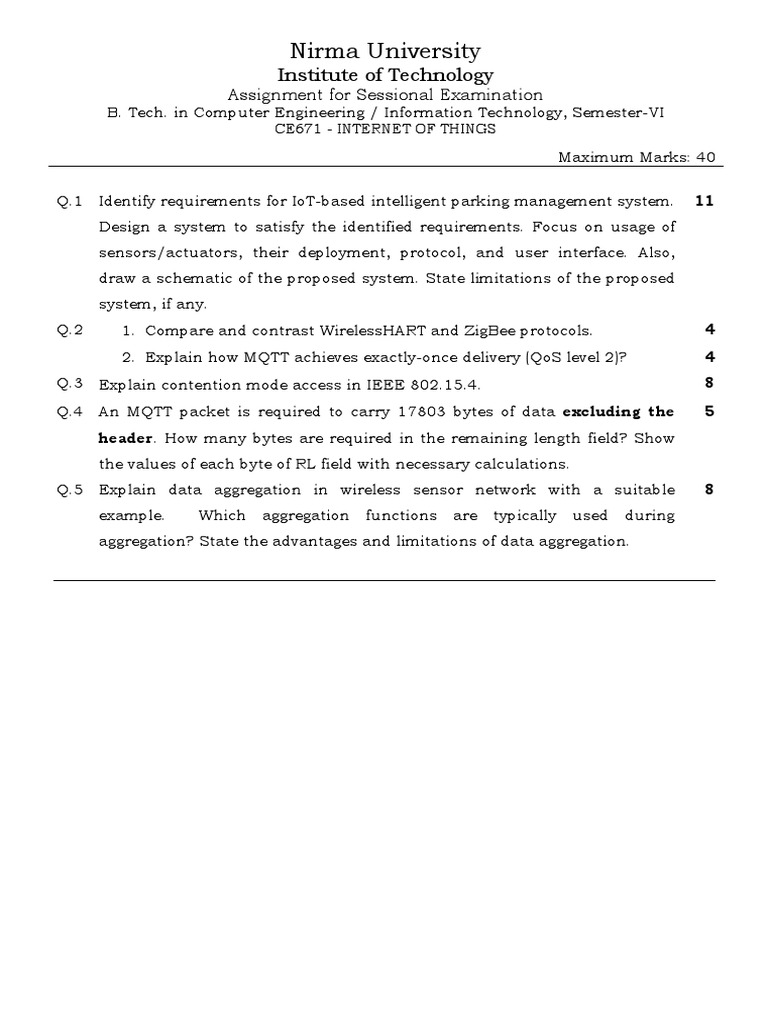 CE671 IOT Sessional Assignment | PDF