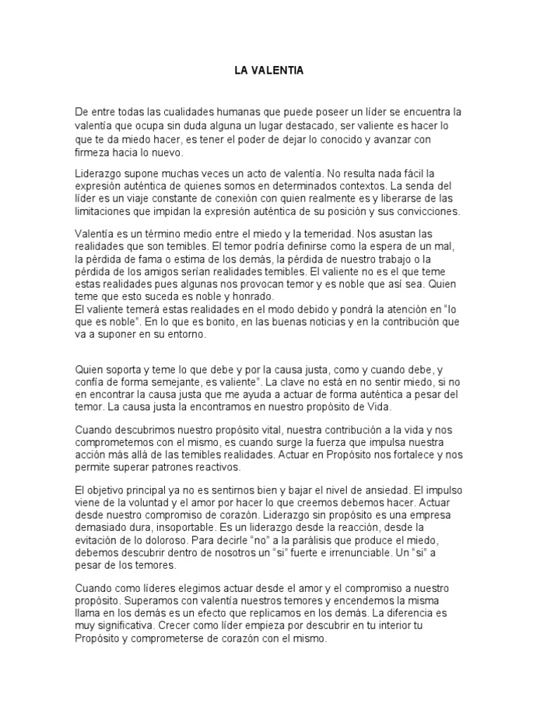 La Valentia | PDF | Temor | Liderazgo