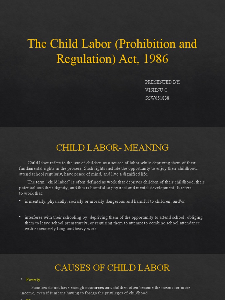 Overview of Child Labour Act 1986 | PDF | Children's Rights | Child Labour