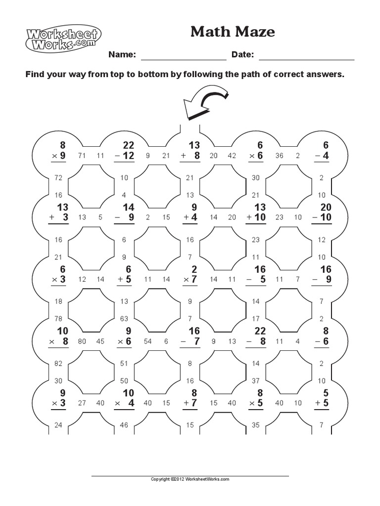 Math Maze: Name: Date | PDF | Garden Features | Leisure