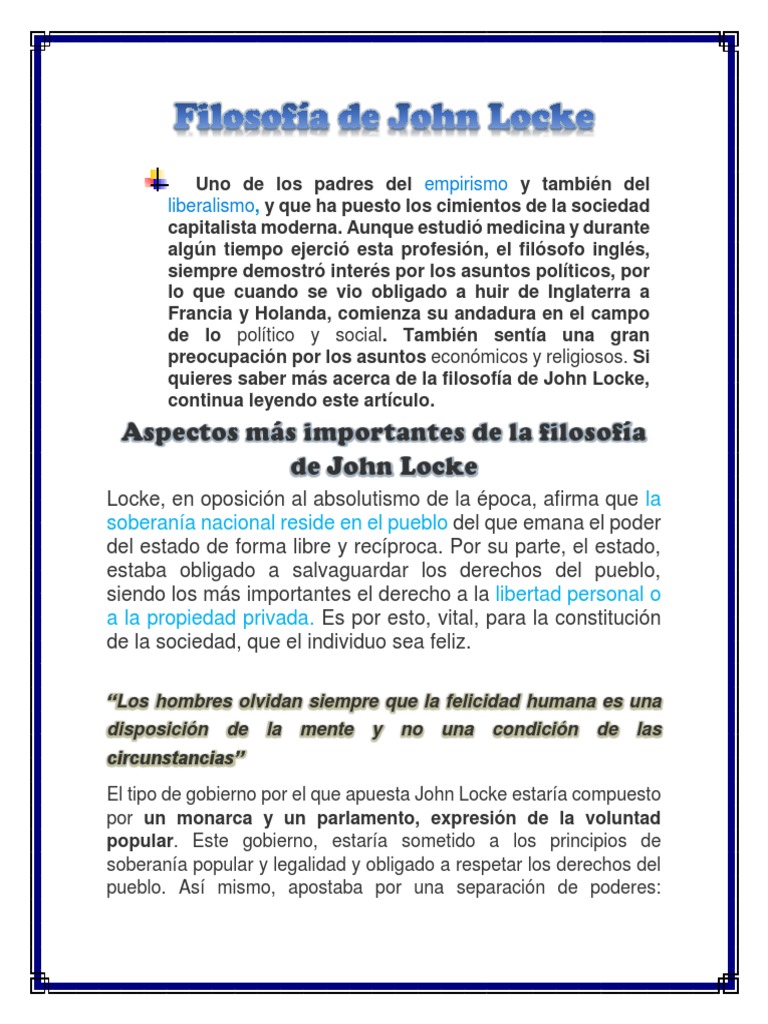 RESUMEN John Locke | PDF | John Locke | Liberalismo