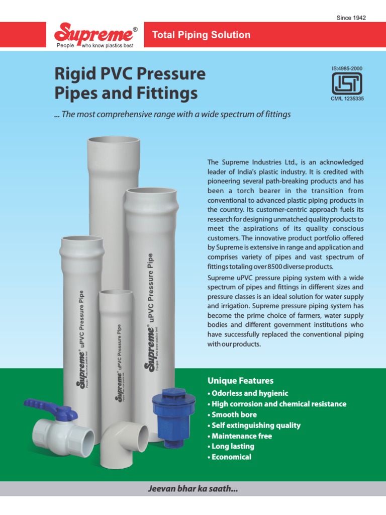 Supreme PVC Pipe and Fittings Catalogue | PDF | Pipe (Fluid Conveyance ...