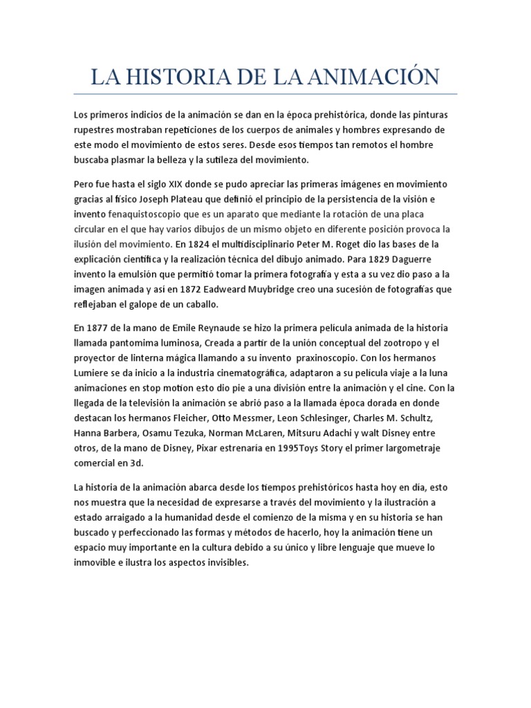 La Historia de La Animación | PDF