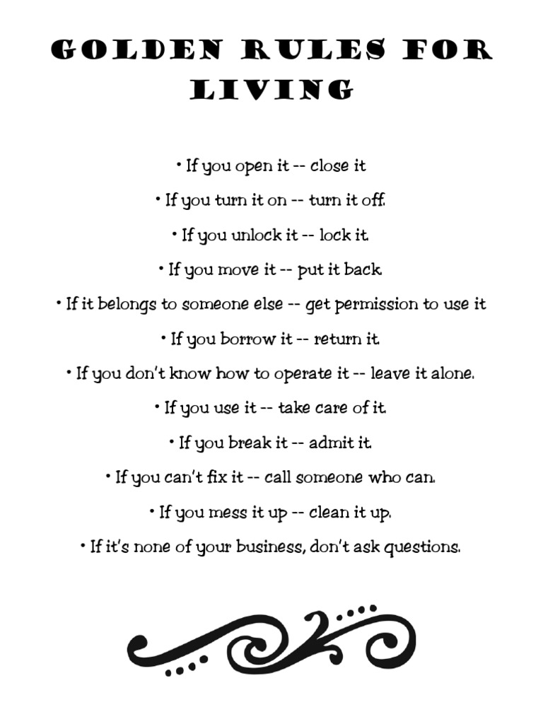 Golden Rules For Living Poster | PDF