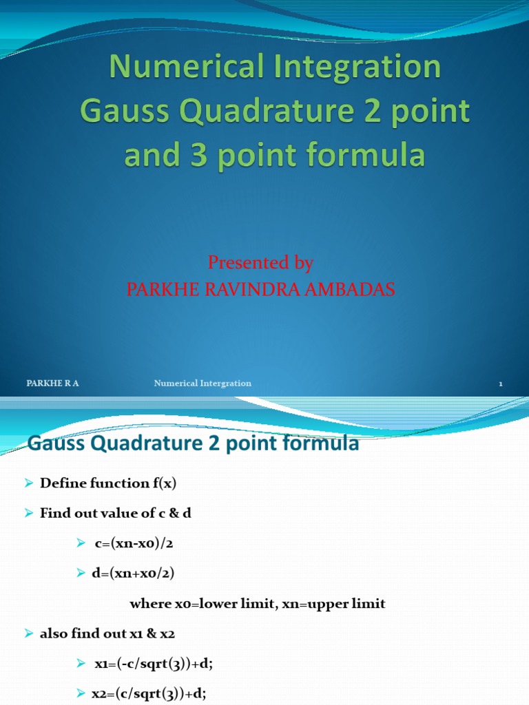 Gauss Quadrature Integration Methods | PDF | Integral | Computational ...