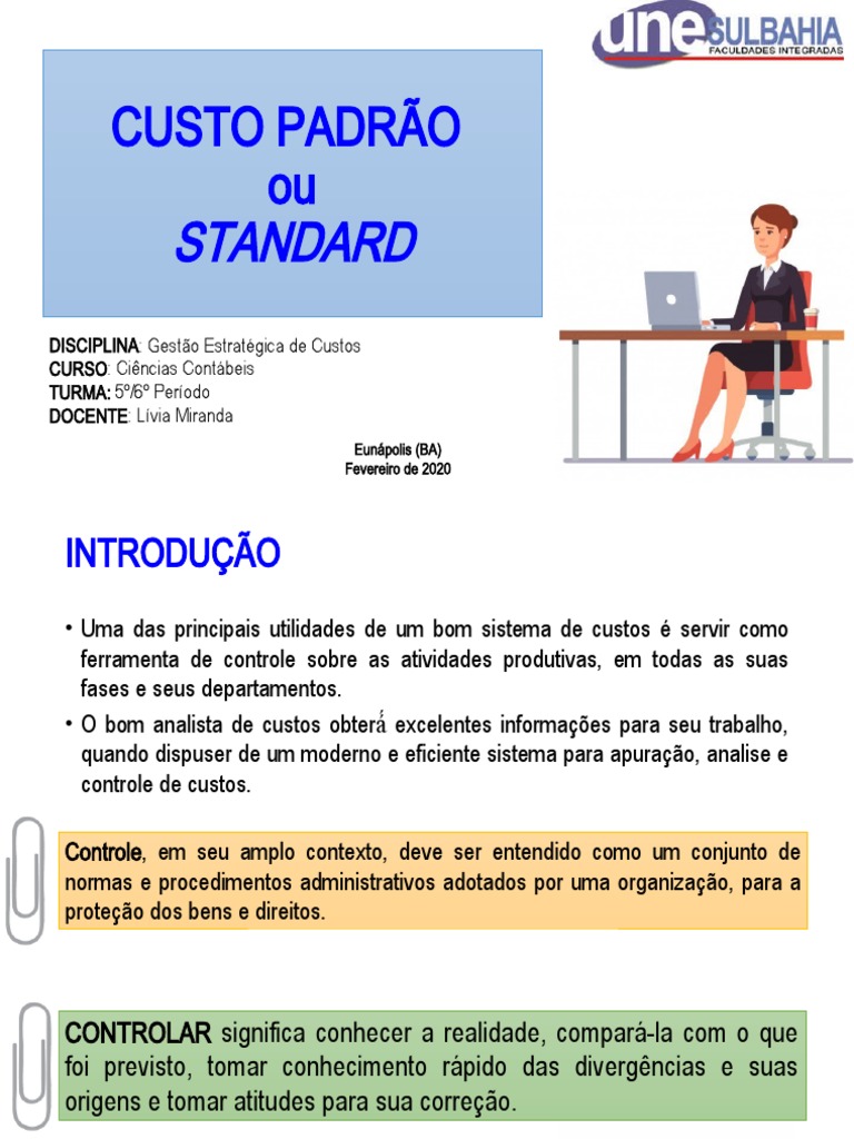 Capítulo 6.5 CUSTO PADRÃO OU STANDARD | PDF | Despesa | Contabilidade