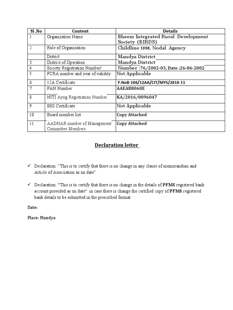 Declaration Letter | PDF