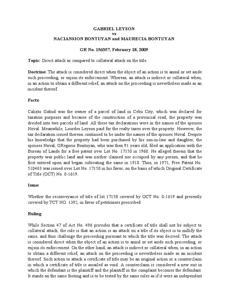 Direct vs. Collateral Attack on Title | PDF | Lawsuit | Government