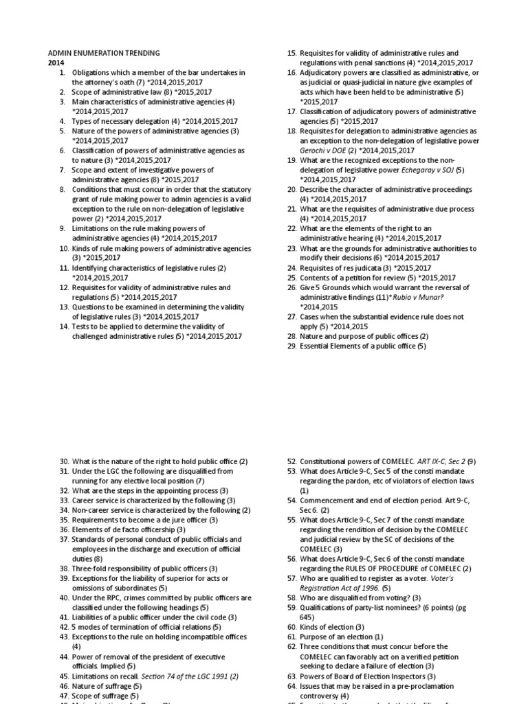 Administrative Law Trending Enumeration | PDF | Elections | U.S ...