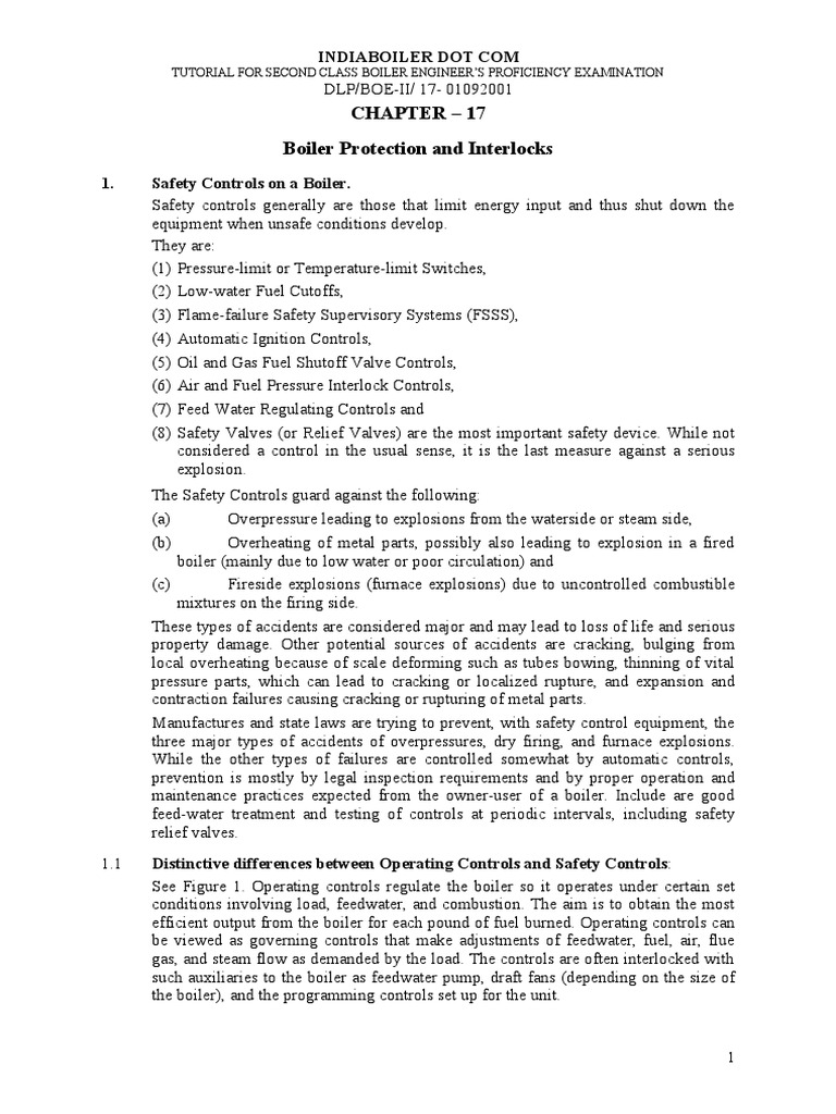 CH-17 Boiler Protections and Interlocks | PDF | Boiler | Pressure Measurement