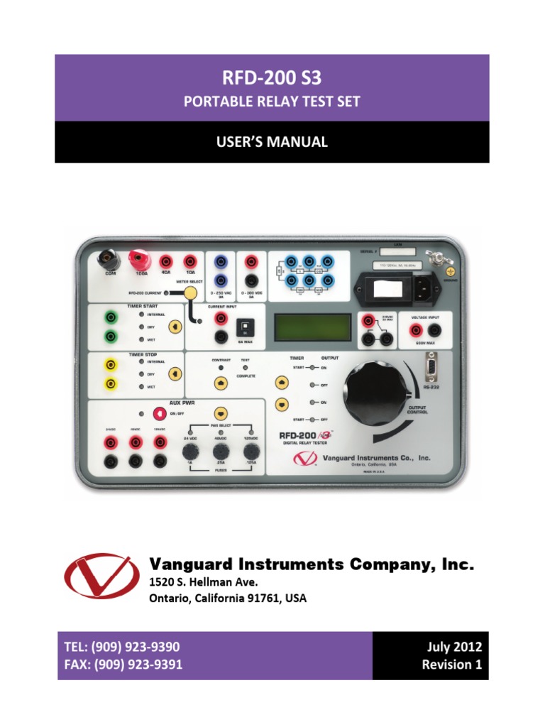 RFD-200 S3: Portable Relay Test Set User'S Manual | PDF | Relay | Power ...
