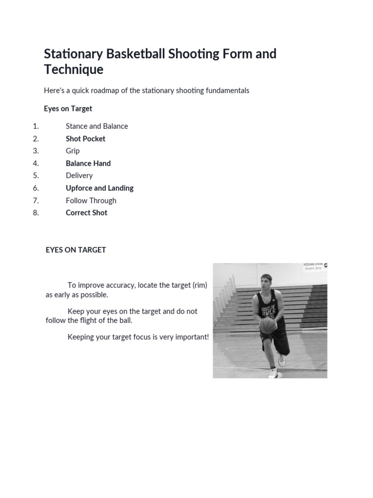 Stationary Basketball Shooting Form and Technique: Eyes On Target | PDF ...