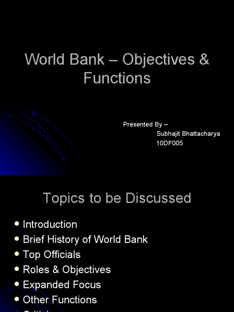 World Bank - Objectives & Functions | PDF