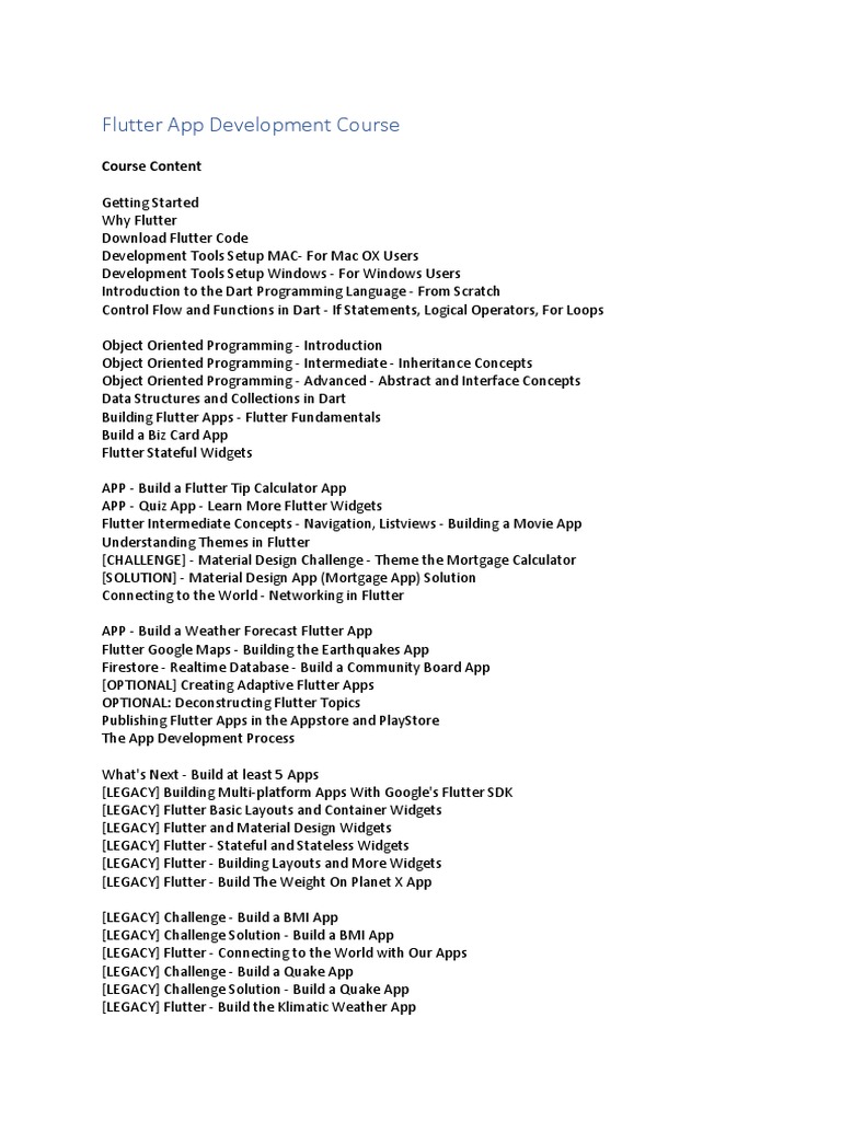Flutter App Development Course | PDF