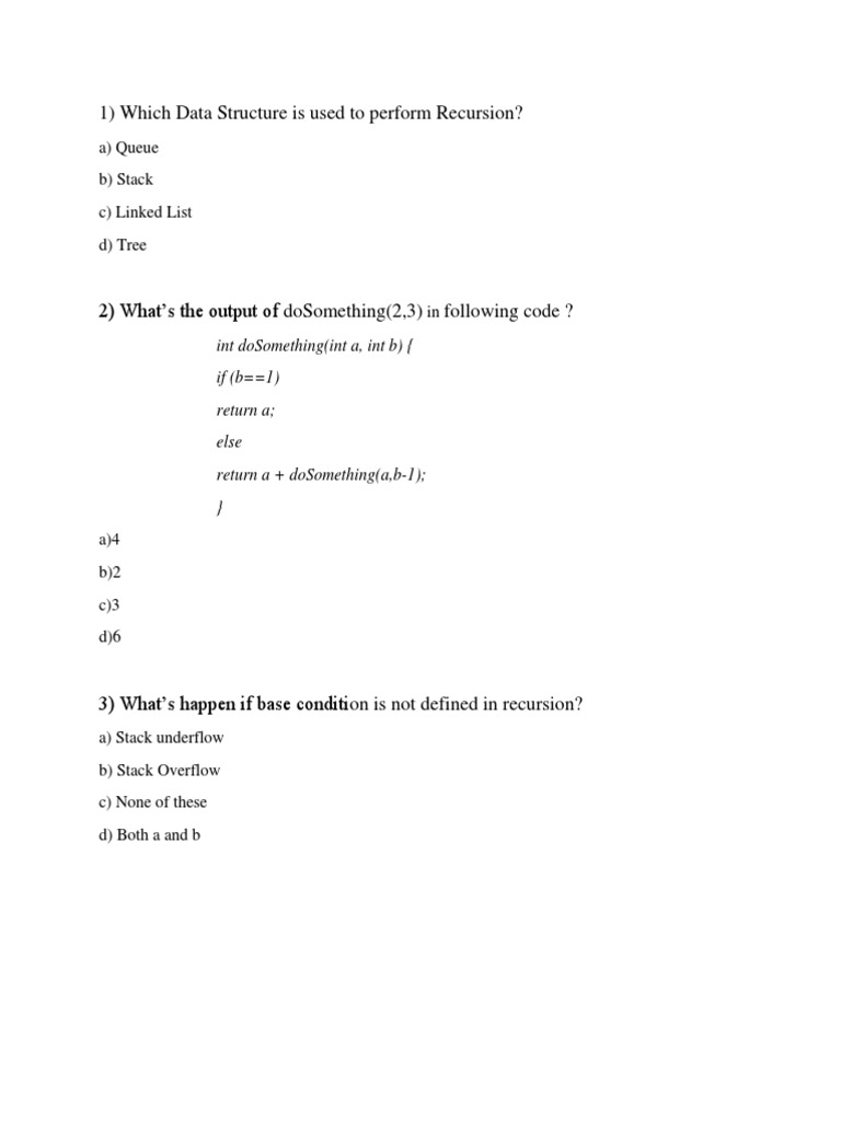 Recursion MCQ | PDF Recursion MCQ | PDF
