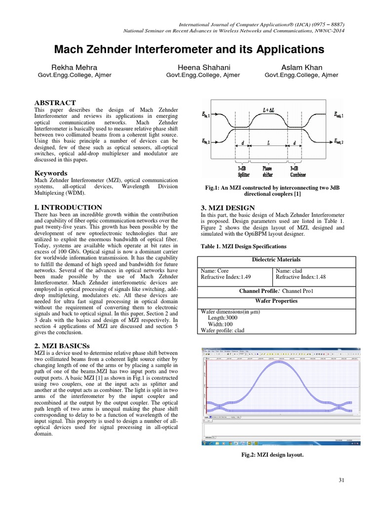 Mach Zehnder Interferometer and Its Applications | PDF | Interferometry ...