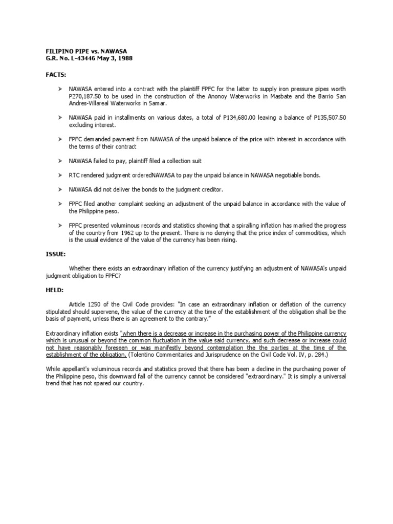 NAWASA Payment Dispute and Inflation Impact | PDF | Inflation | Interest