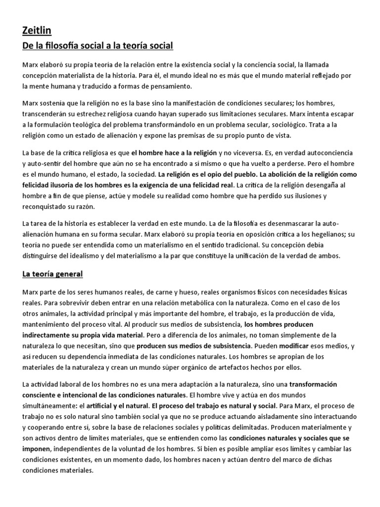 Resumen Zeitlin | PDF | Division de trabajo | Capitalismo