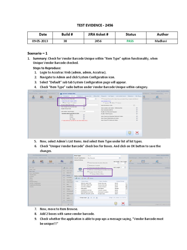 Test Evidence - 2456 Date Build # JIRA Ticket # Status Author | PDF ...
