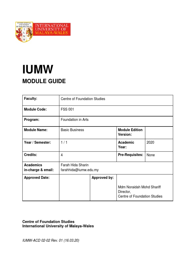 IUMW-ACD 02-02 Rev. 01 Module Guide (Basic Business) | PDF | Conceptual ...