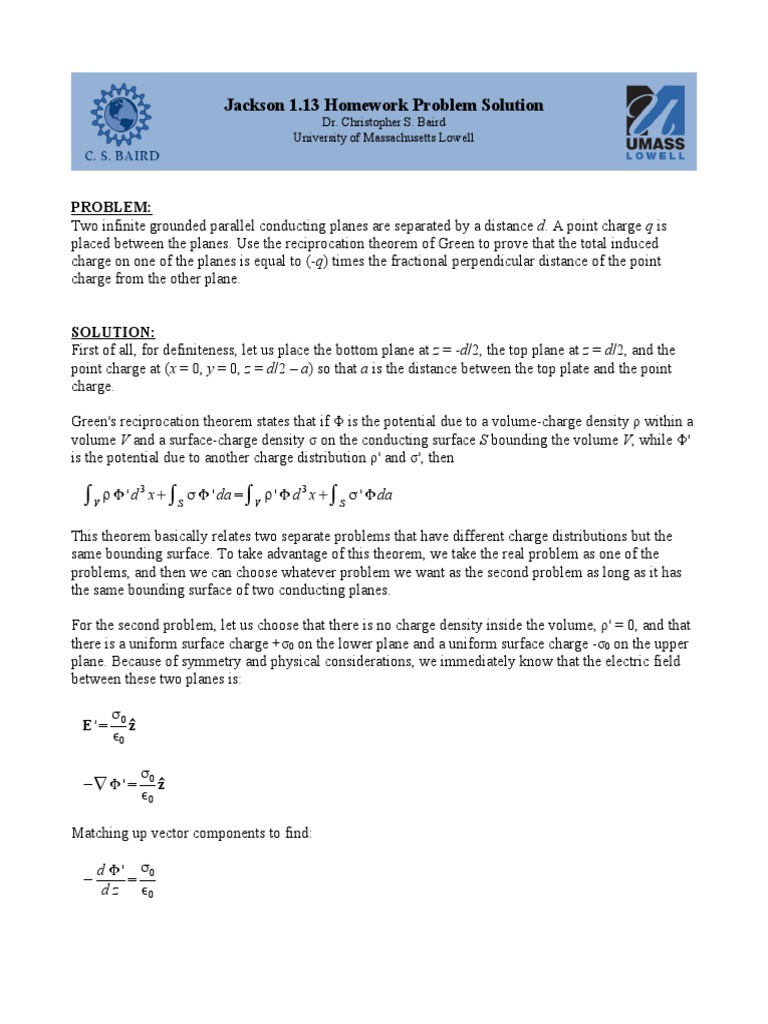 Jackson 1.13 Homework Problem Solution | PDF | Mathematical Analysis | Physics
