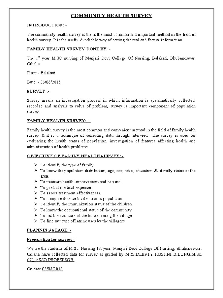 Community Health Survey | PDF | Health Care | Public Health