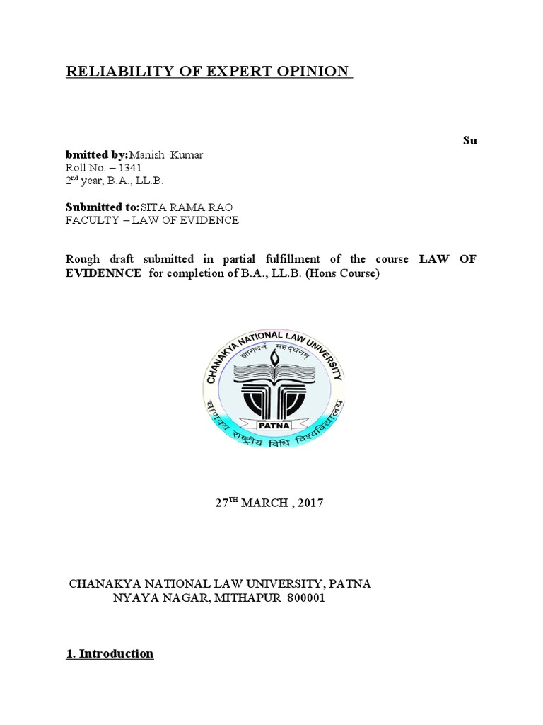 Expert Opinion Reliability in Law | PDF | Expert Witness | Expert