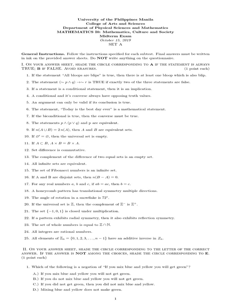 Math 10 Sample Exam | PDF | Numbers | Real Number