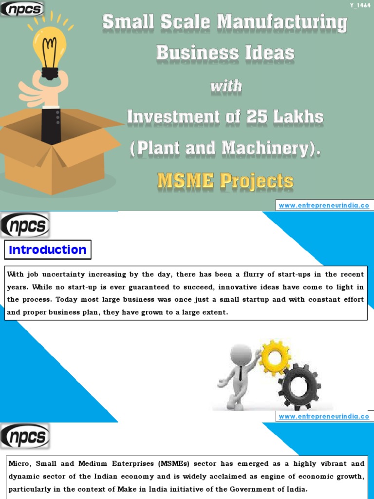 Small Scale Manufacturing Business Ideas | PDF