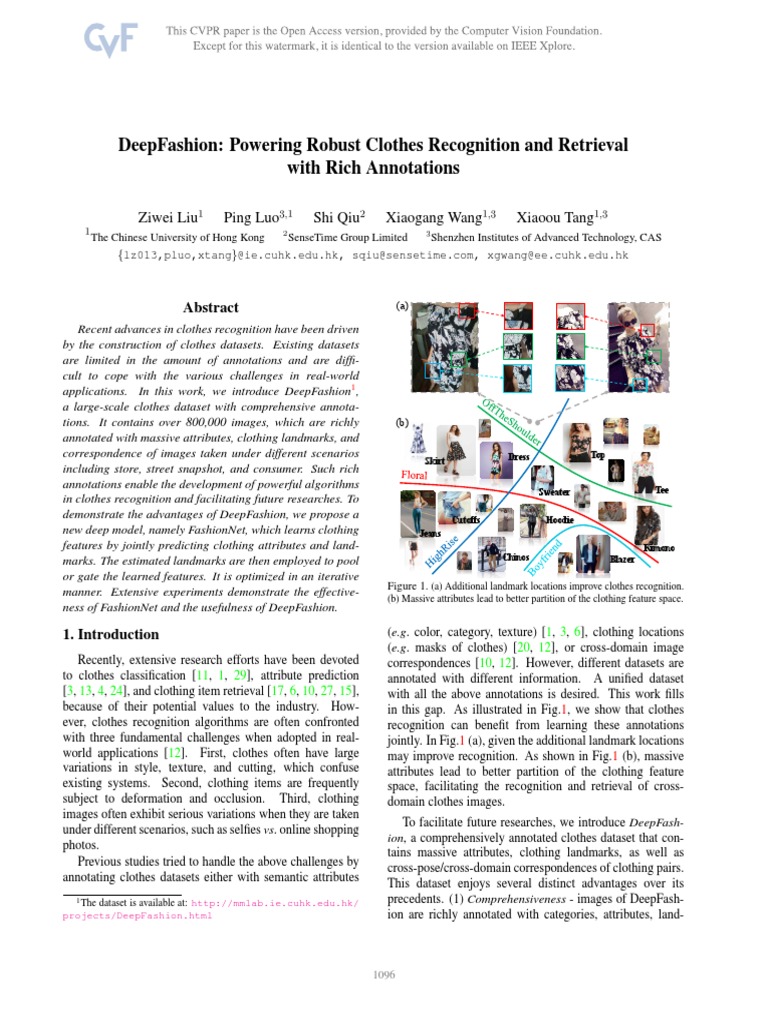 Liu DeepFashion Powering Robust CVPR 2016 Paper PDF | PDF | Accuracy And Precision | Cognitive ...