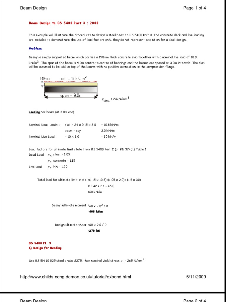 Beam Design Example | PDF | Beam (Structure) | Bending