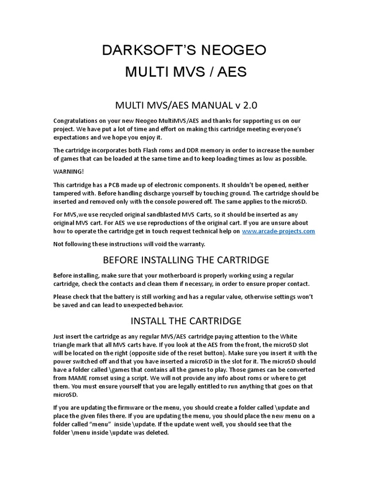 Darksoft'S Neogeo Multi Mvs / Aes | PDF | Booting | Computer File