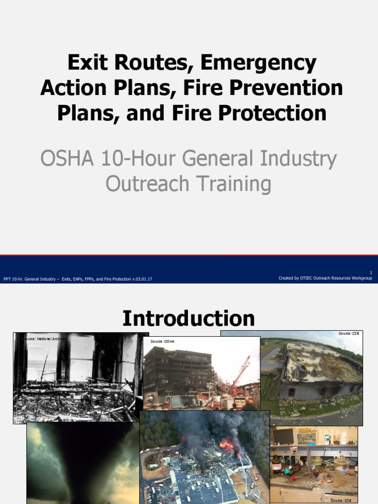 Exit Routes, Emergency Action Plans, Fire Prevention Plans, and Fire ...