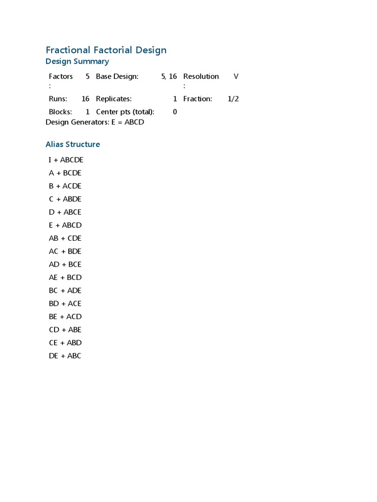 Fractional Factorial Design 1 | PDF | Teaching Methods & Materials ...