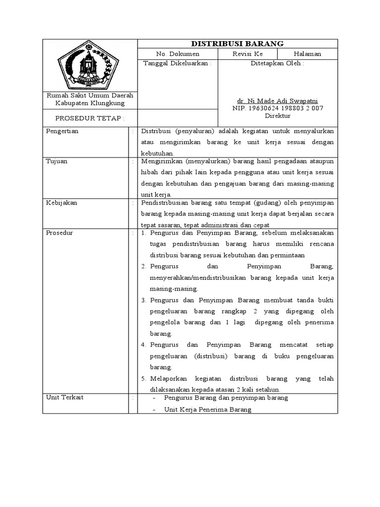 Sop Distribusi Barang | PDF