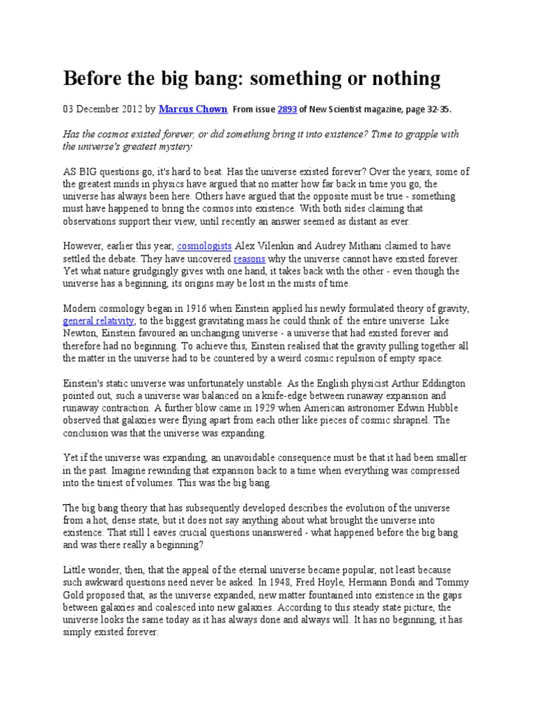 Before The Big Bang | PDF | Inflation (Cosmology) | Big Bang