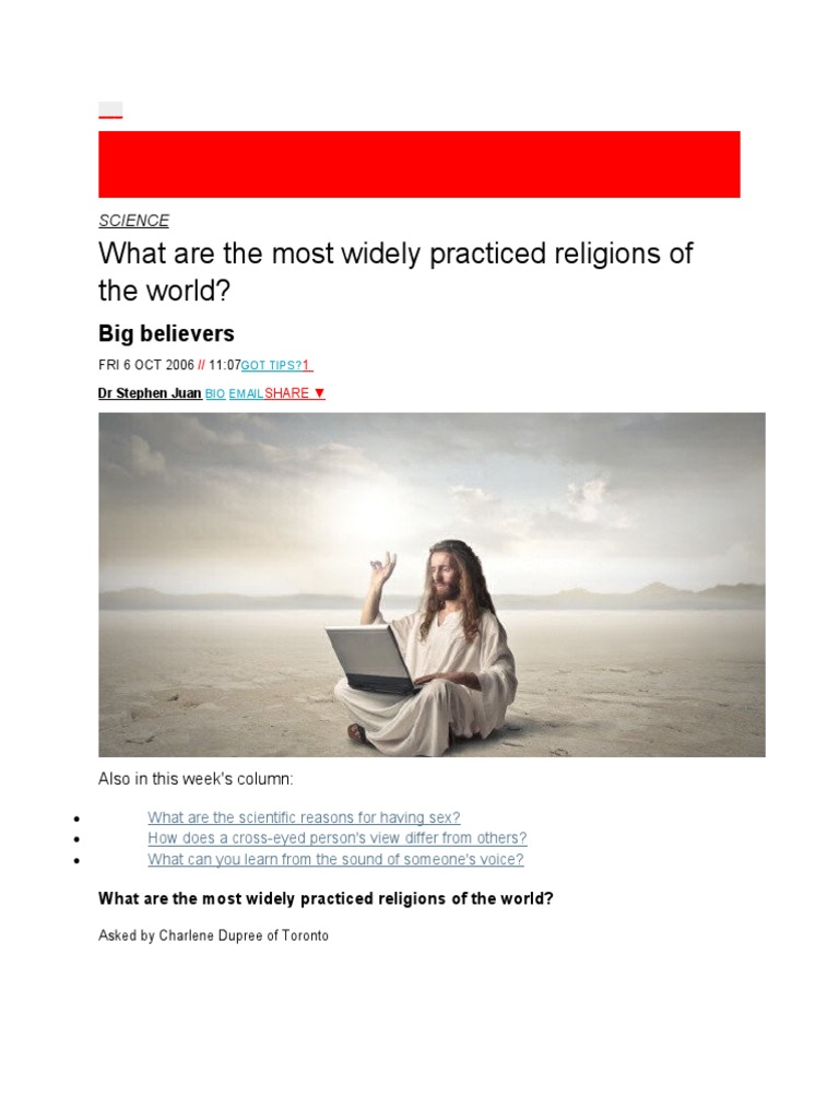 What Are The Most Widely Practiced Religions of The World?: Big ...