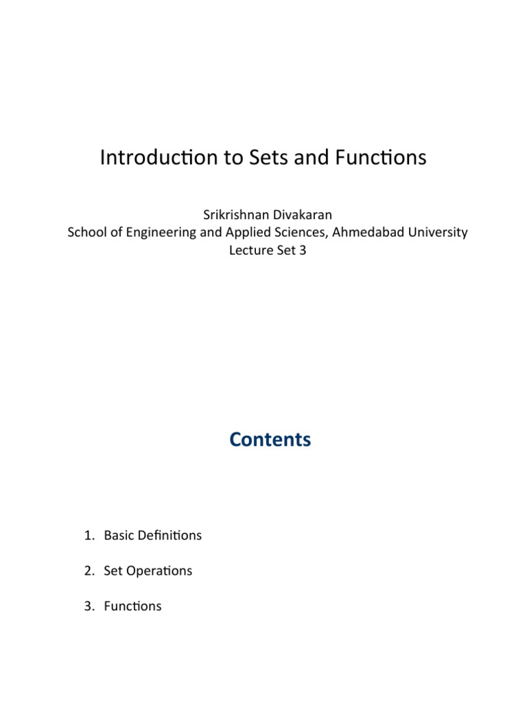 Lecture 03 | PDF | Set (Mathematics) | Function (Mathematics)