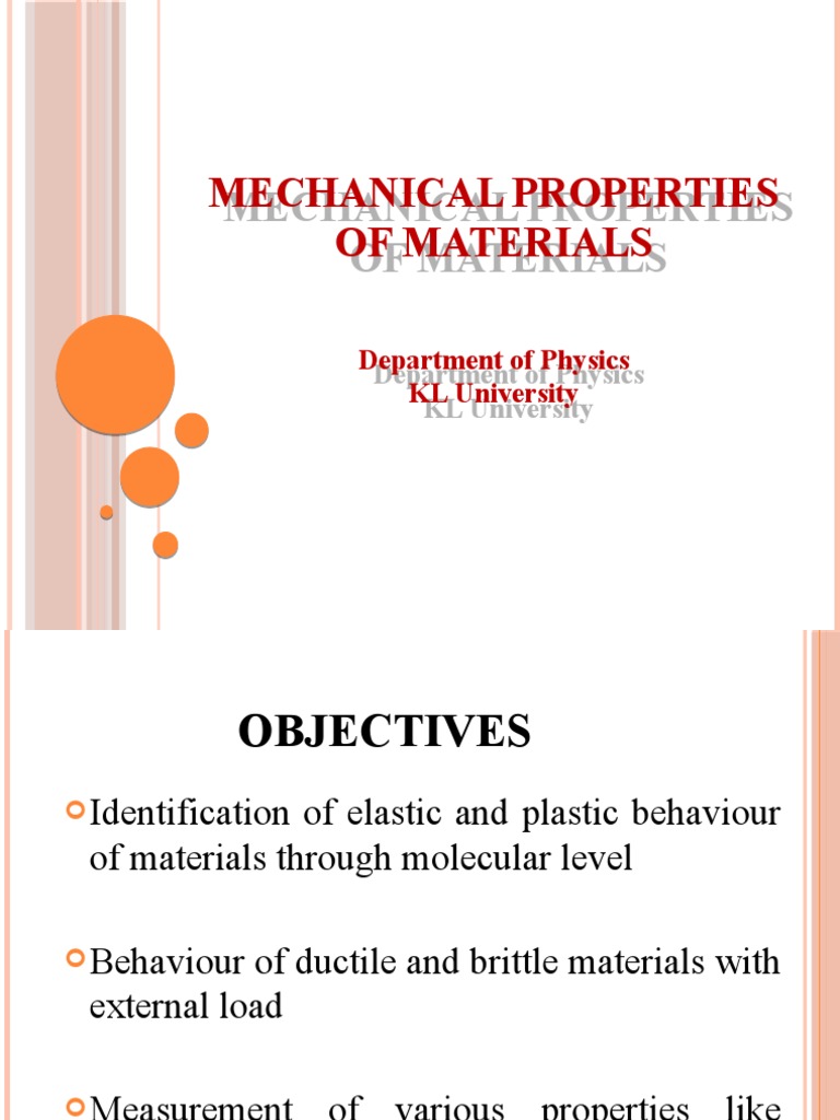 Mechanical Properties of Materials | PDF | Deformation (Engineering ...