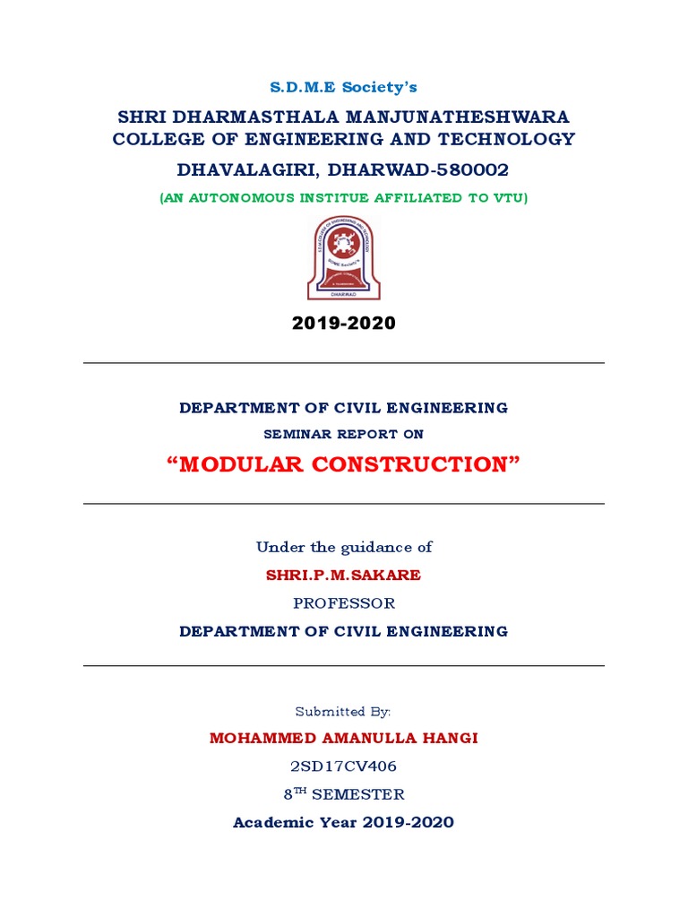 Seminar Report On Modular Construction | PDF | Polystyrene | Building ...
