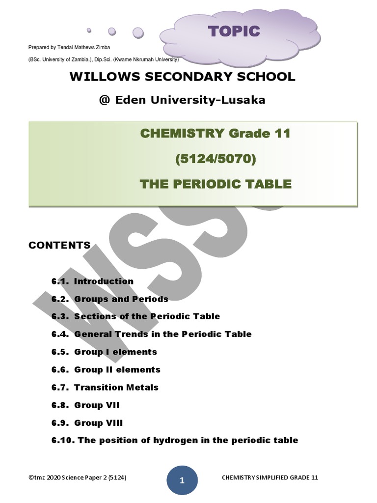 Chapter 6 The Periodic Table - Docx FINAL PDF | PDF | Chlorine ...
