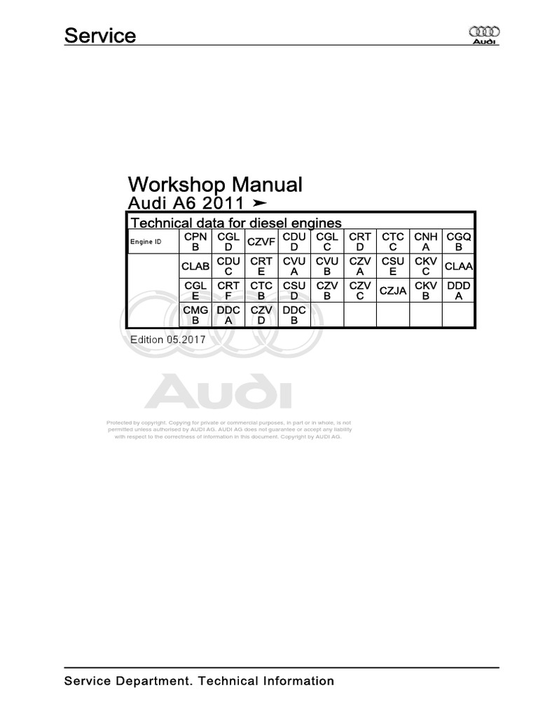 Service: Audi A6 2011 | PDF | Audi | Copyright